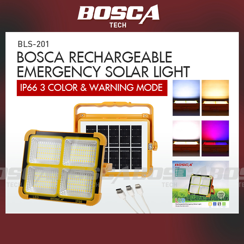 BOSCA Solar Rechargeable Emergency Solar Light BLS-201 Solar flood ...