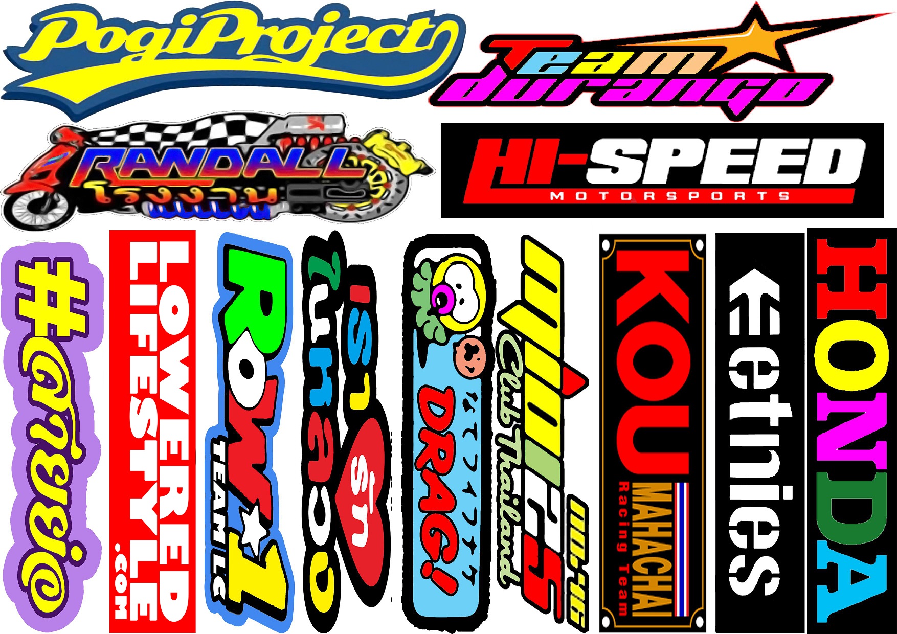 12pcs STICKER PACK Honda,PogiProject, Hi-Speed Thailook stickers ...