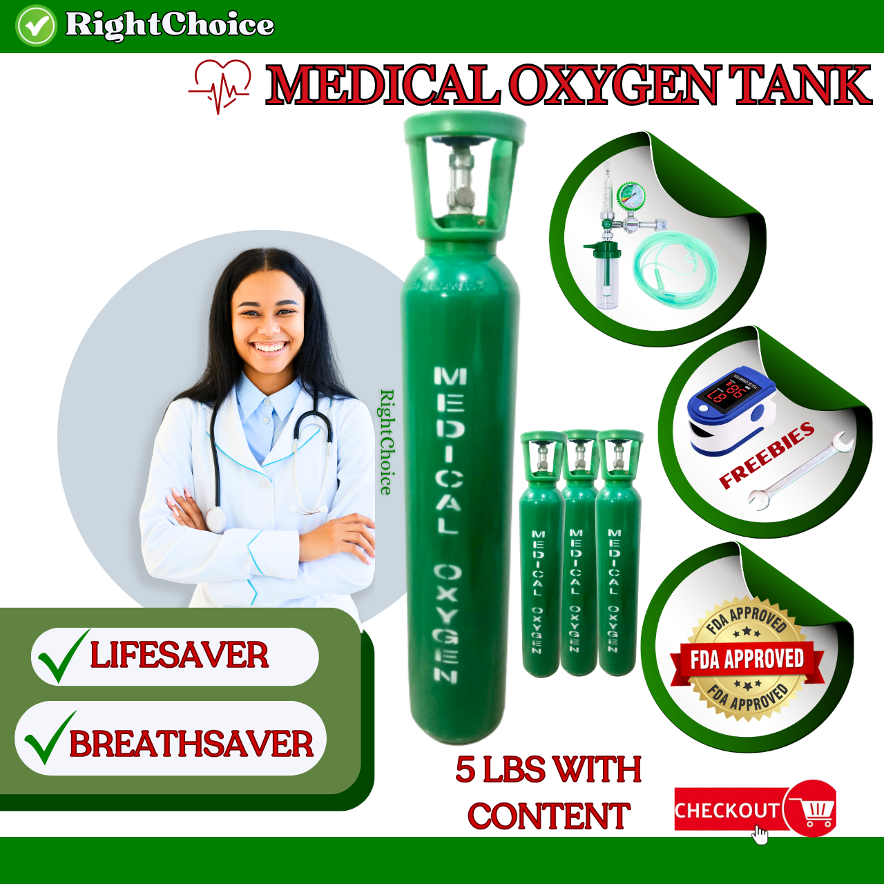 BreathSaver: Portable Brand New 5 lbs Medical Oxygen Tank with Content ...