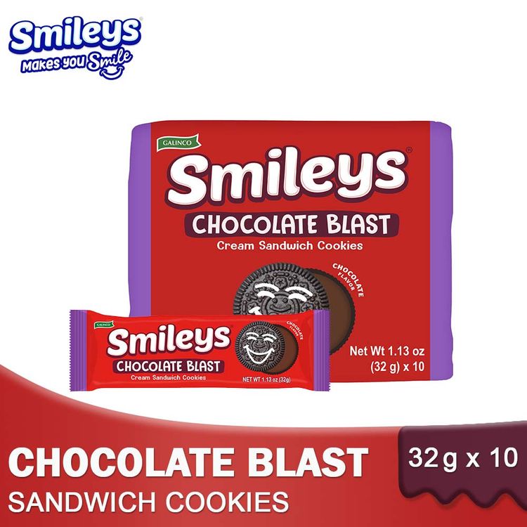 Smileys Chocolate Blast Cream Sandwich Cookies 32g (Pack of 10) | Lazada PH