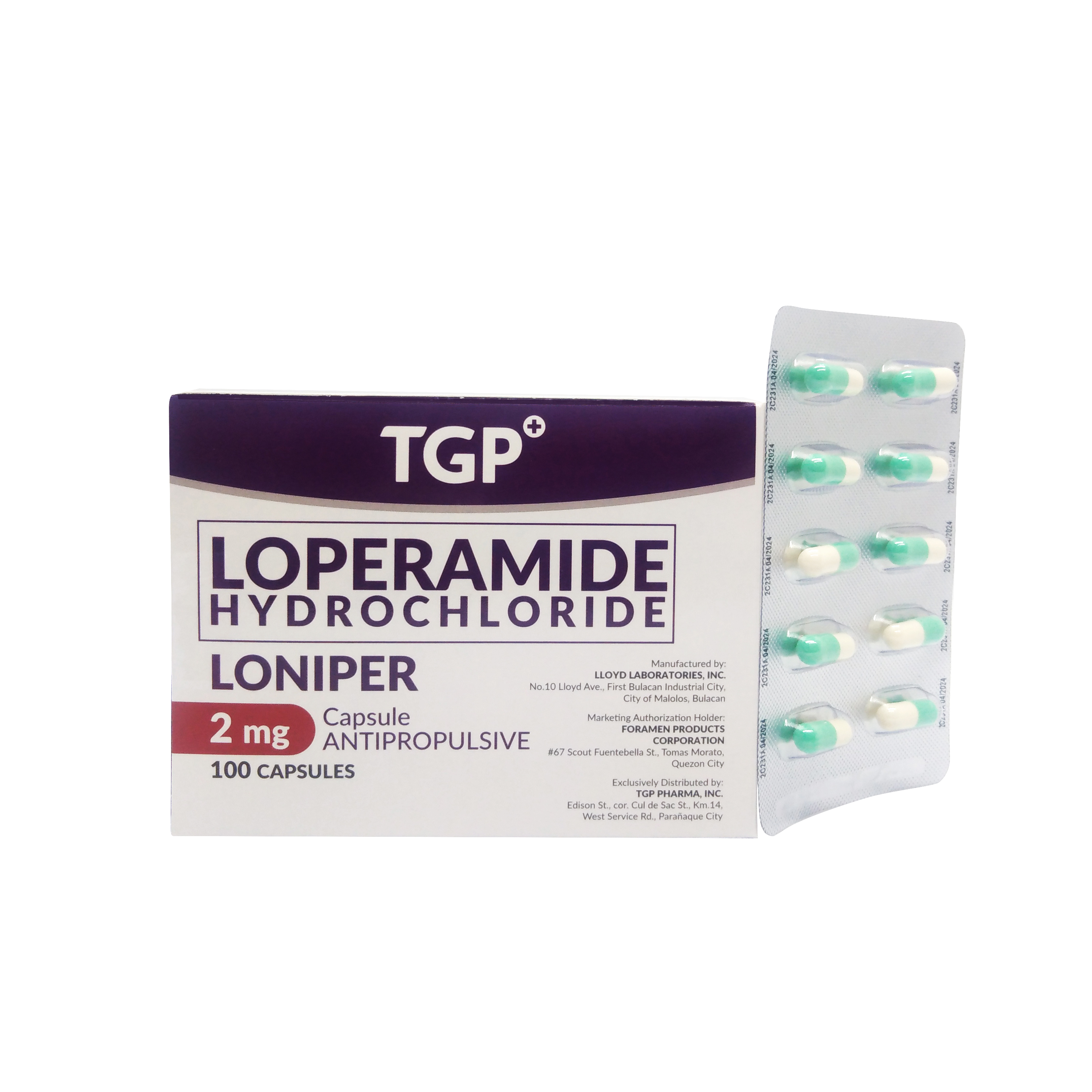LONIPER (TGP) Loperamide 2mg Capsule 10 pcs per pack (for LBM / sudden ...