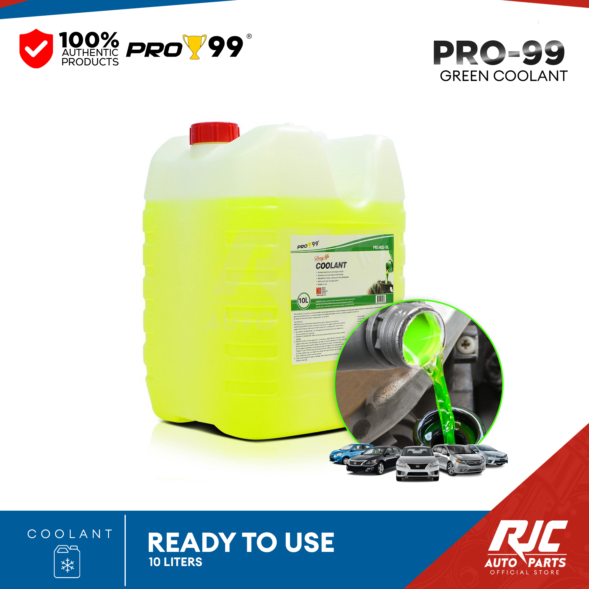 Pro99 Ready To Use Radiator LongLife Coolant Green 10 Liters (10L ...