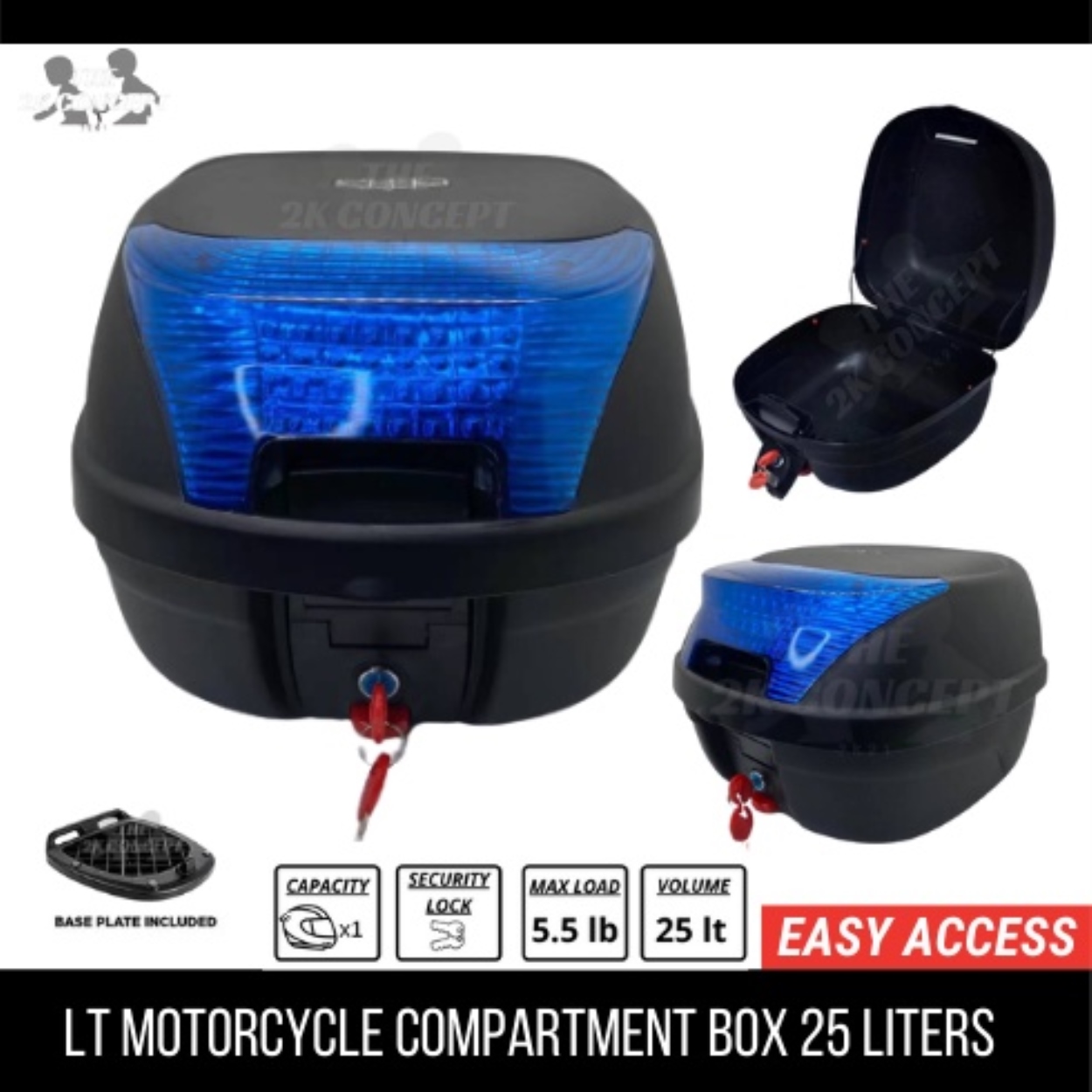 [2k] LT Motorcycle Compartment Universal Box 25 Liters | Lazada PH