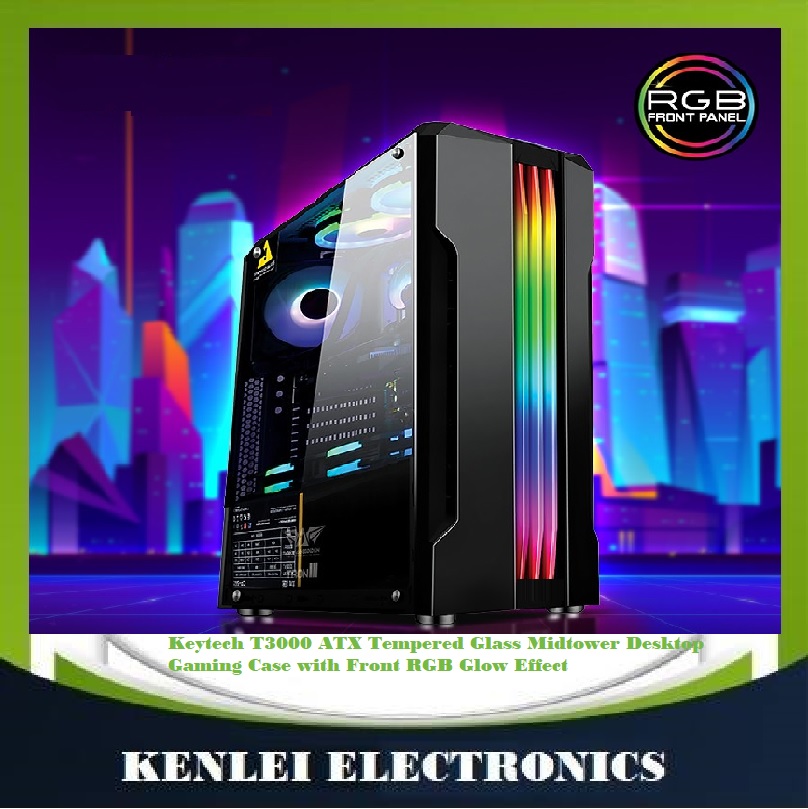 Keytech T3000 ATX Tempered Glass Midtower Desktop Gaming Case with ...