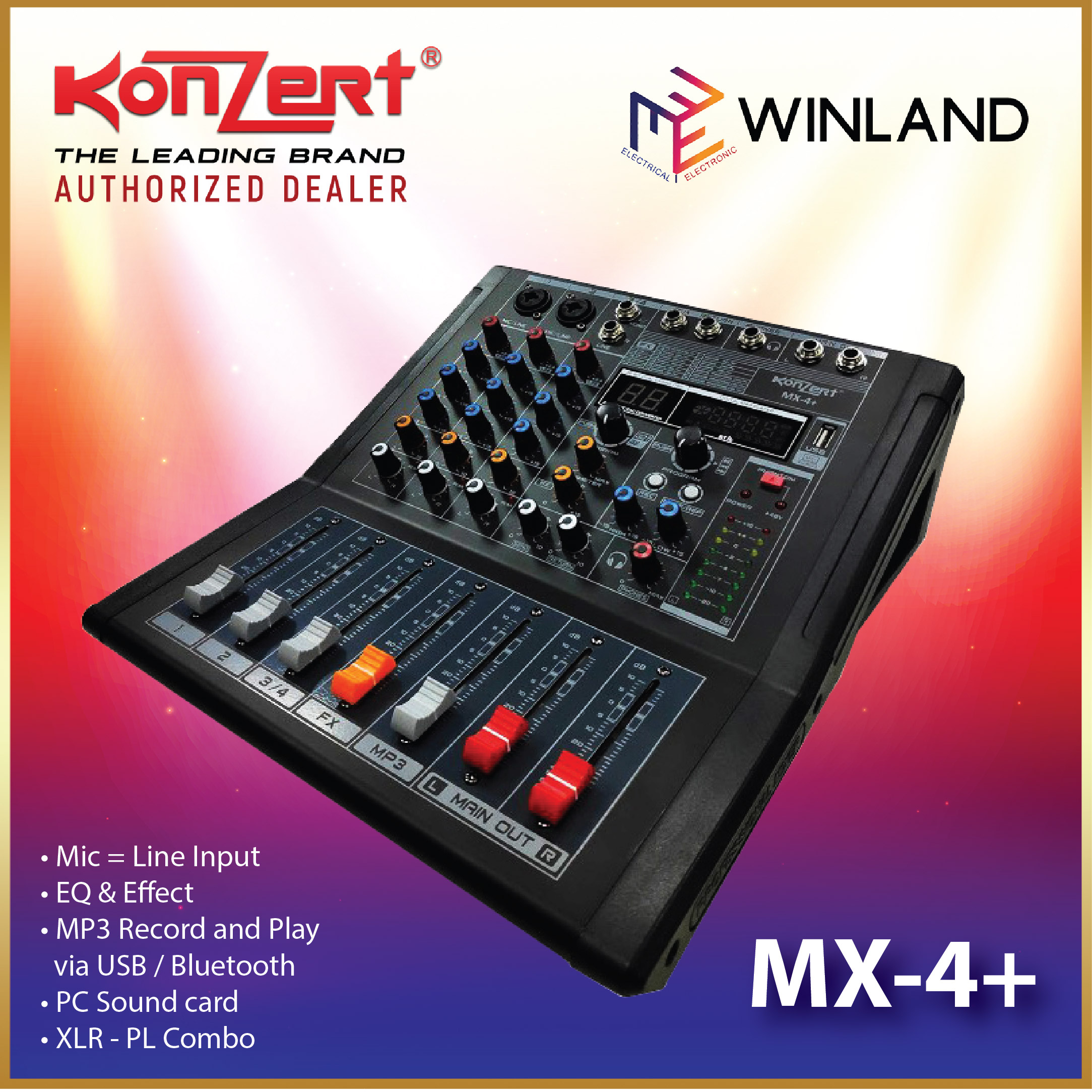 Konzert by Winland Professional Mixer 4Channel MX-4+ MX4+ MX 4+ | Lazada PH