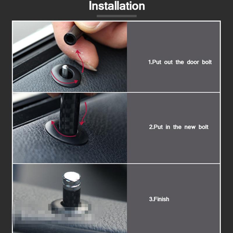 Car Door Pin Lock Lifting Bolt Trim Carbon Fibre For Mercedes Benz A C ...