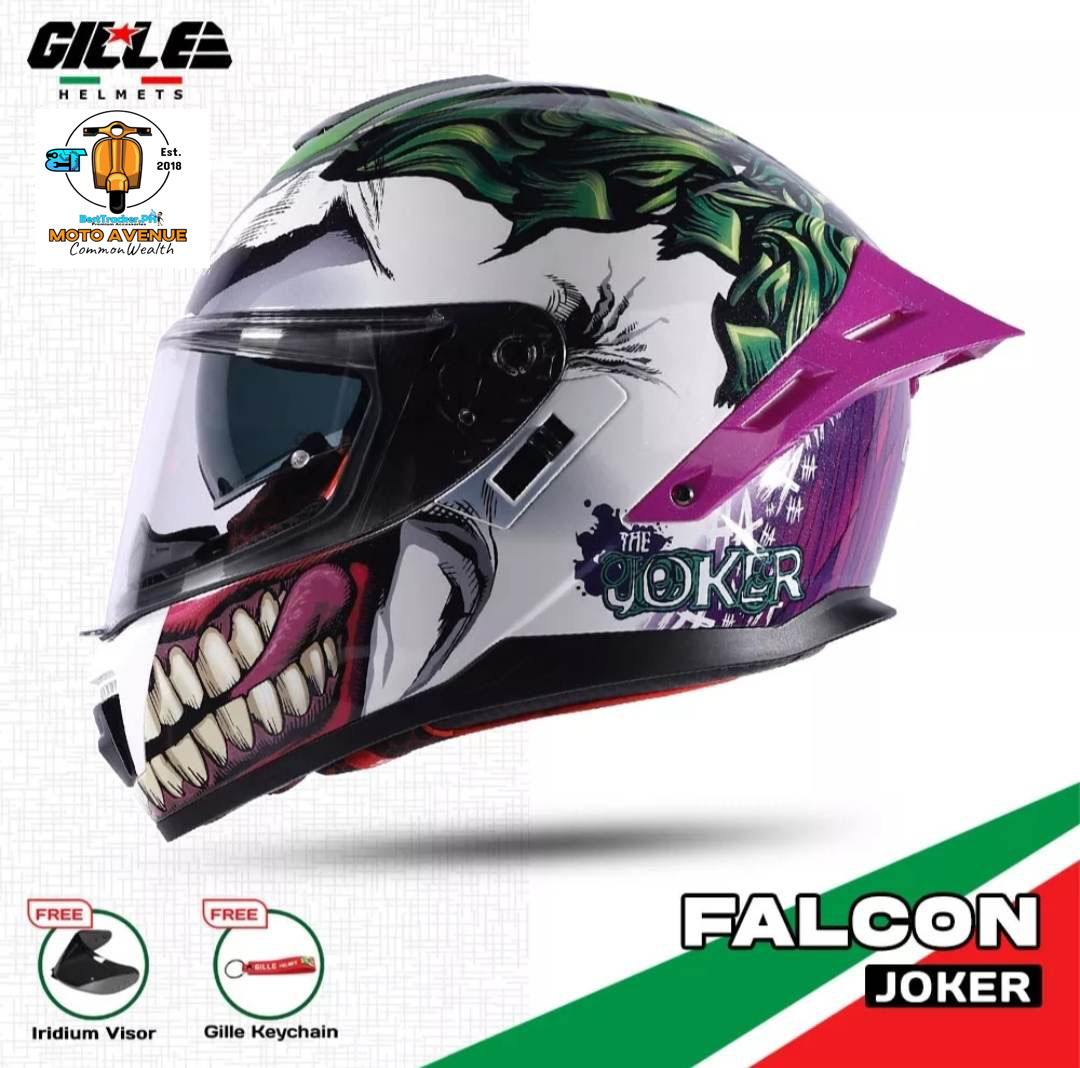 Gille 883 DC Falcon Full Face Dual Visor Double D Ring Lock Helmet w ...