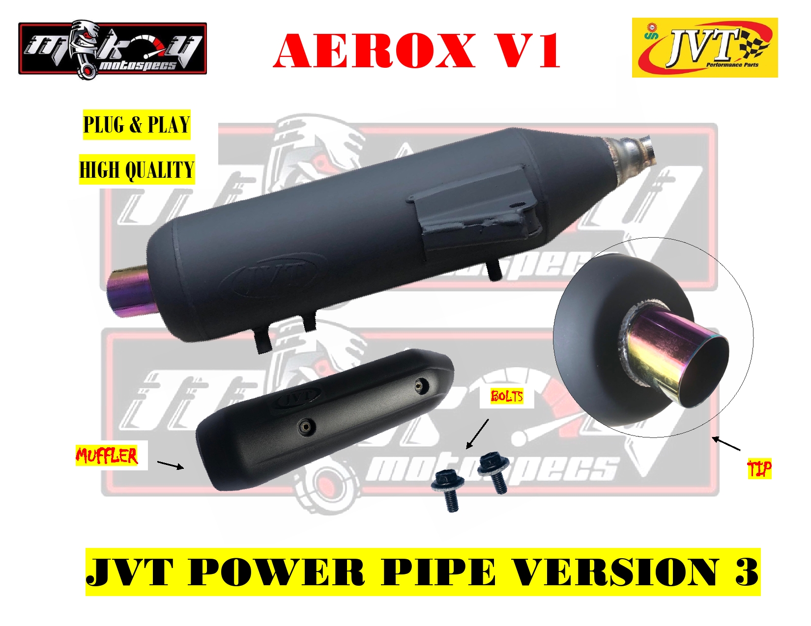 JVT POWER PIPE VERSION 3 FOR AEROX V1 PLUG AND PLAY HIGH QUALITY ...