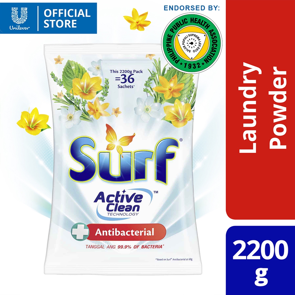 Surf Antibacterial Laundry Powder Detergent 2.2kg Pouch | Lazada PH