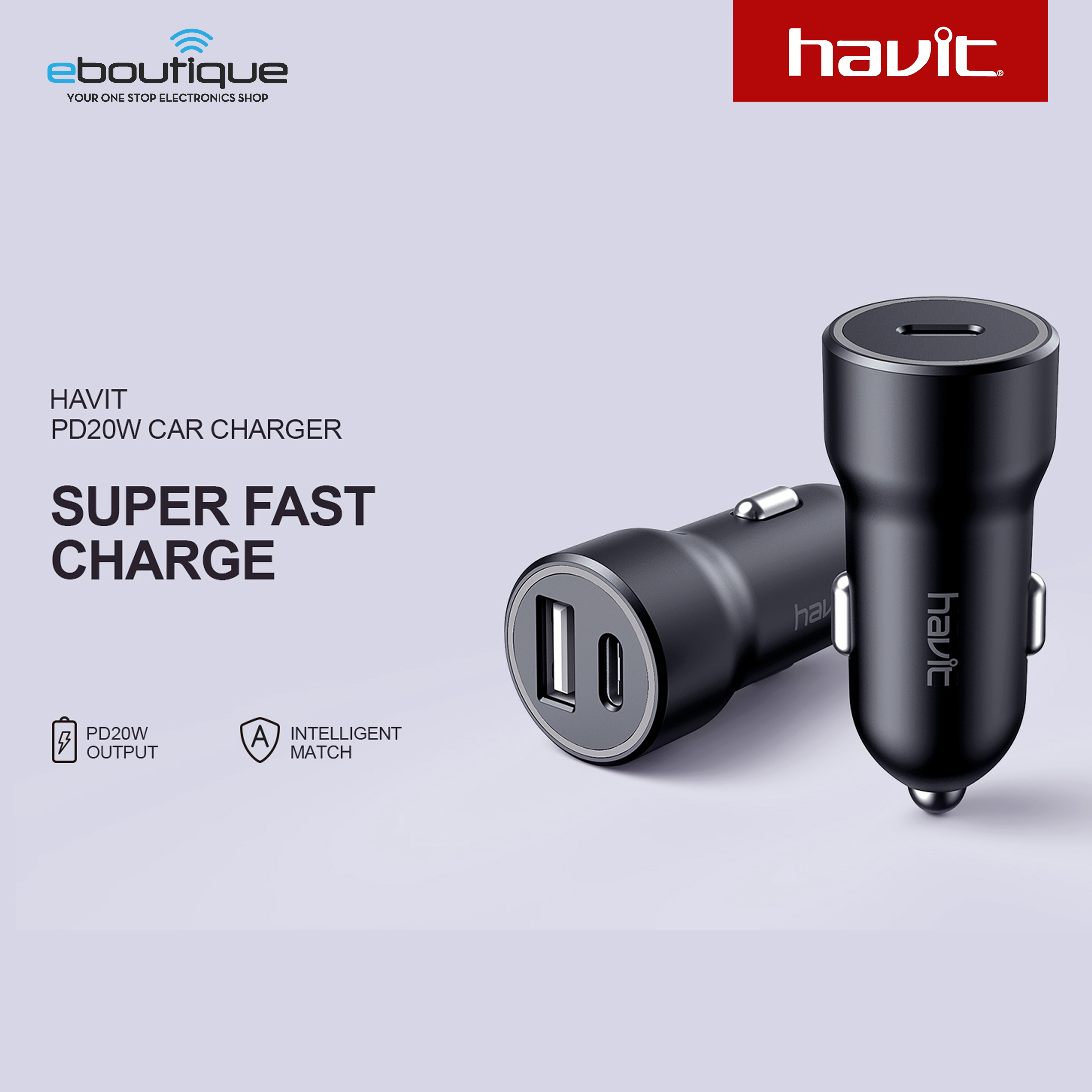 HAVIT Car Charger Fast Charging Socket PD20W+QC3.0 (HVCC613) | Lazada PH