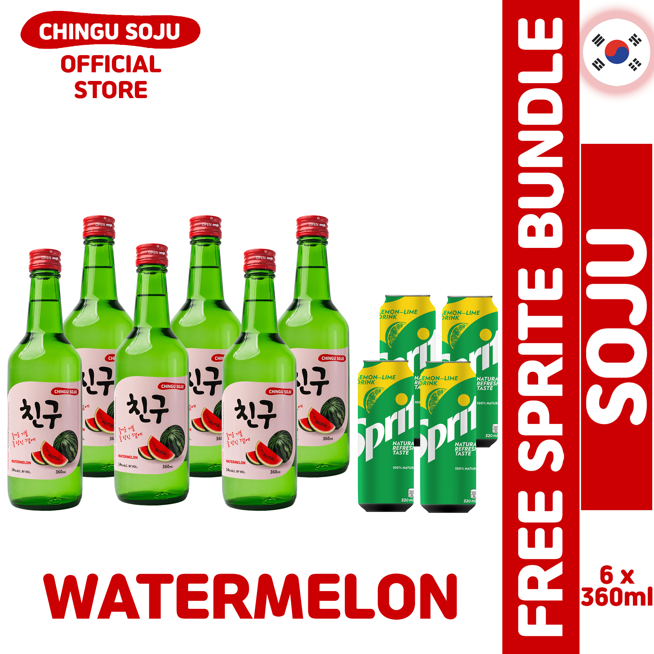 Chingu Soju Watermelon 360ml 6 Bottles With Free 4 Cans Sprite | Lazada PH