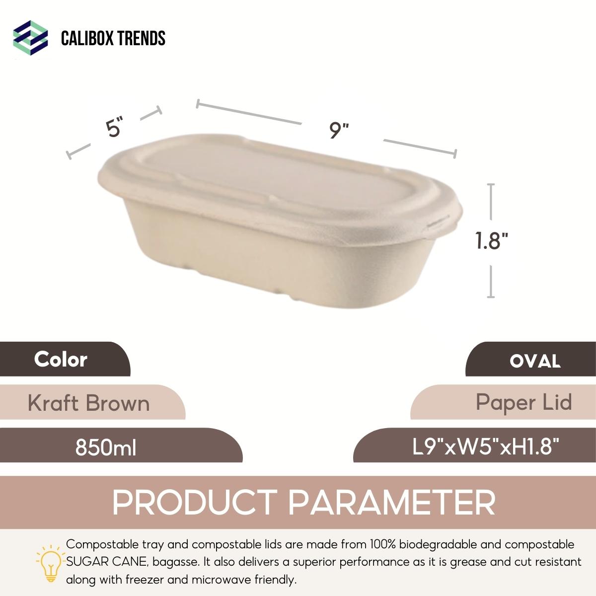 Calibox Trends Oval Sugarcane Bagasse Box Biodegradable Eco-Friendly ...