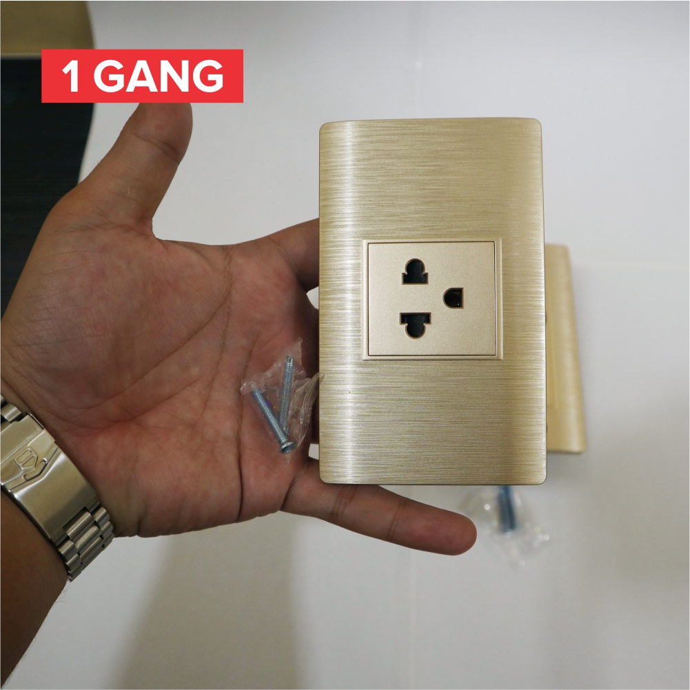Premium Wall Socket Universal 1, 2 Gang GOLD Wide Series (2 YEARS ...