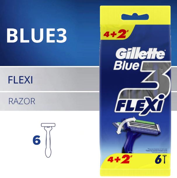 GILLETTE Blue 3 Flexi Disposable Razor 4+2s Pack | Lazada PH