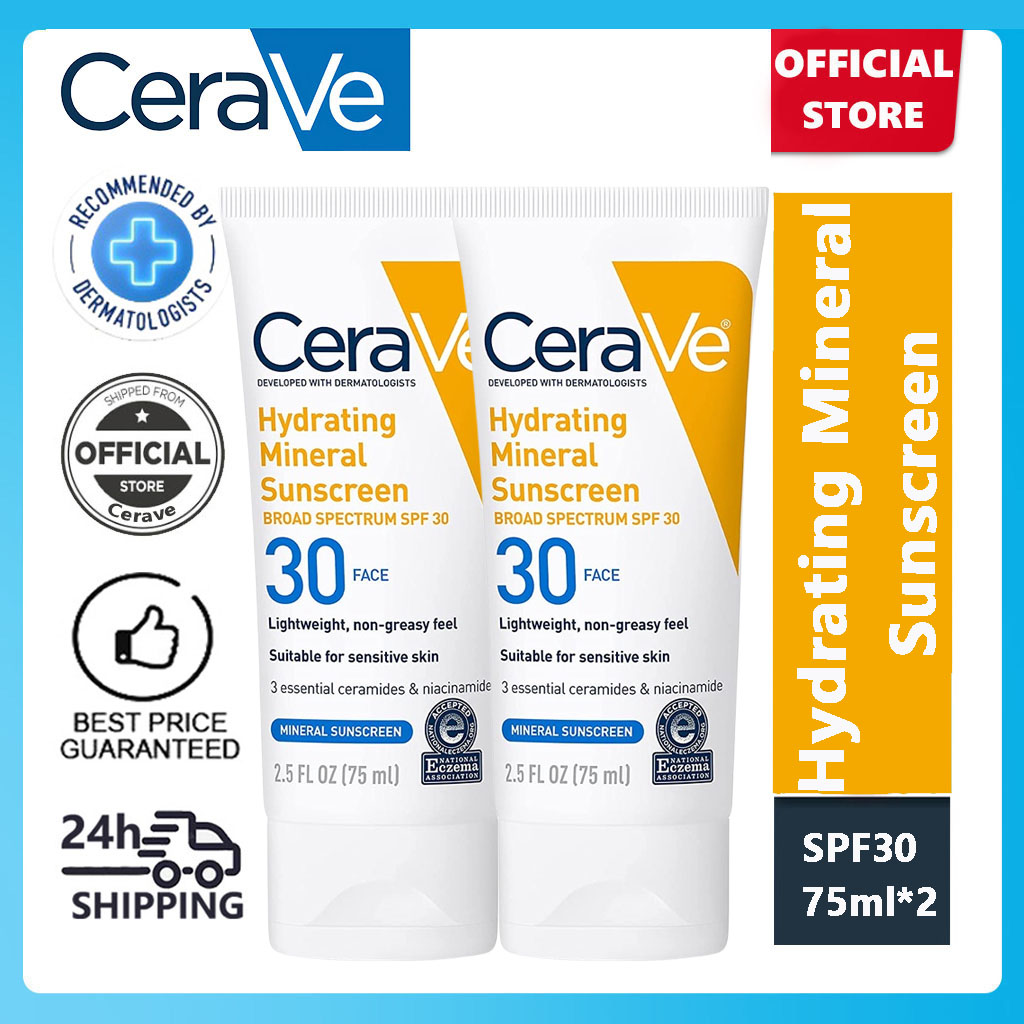 CeraVe Hydrating Mineral Sunscreen Broad Spectrum SPF50 SPF 30 Face ...