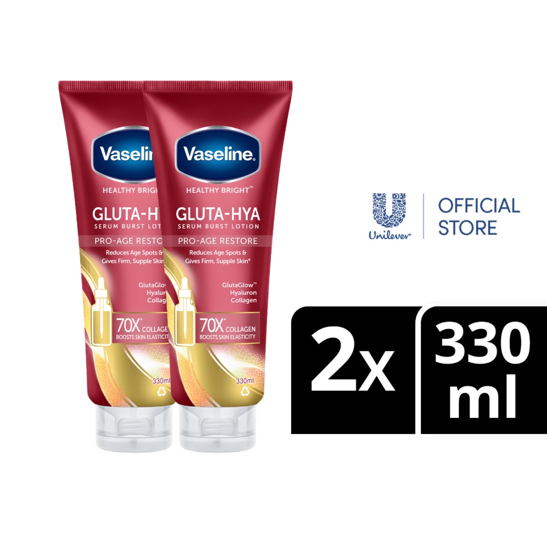 Vaseline Gluta-Hya Serum Burst Lotion Pro-Age Restore 330ML X2 | Lazada PH