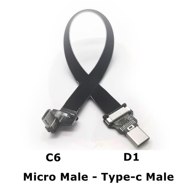 Flat Flexible Ultra Thin Micro USB Type C Ribbon Cable 90 Degree Up ...