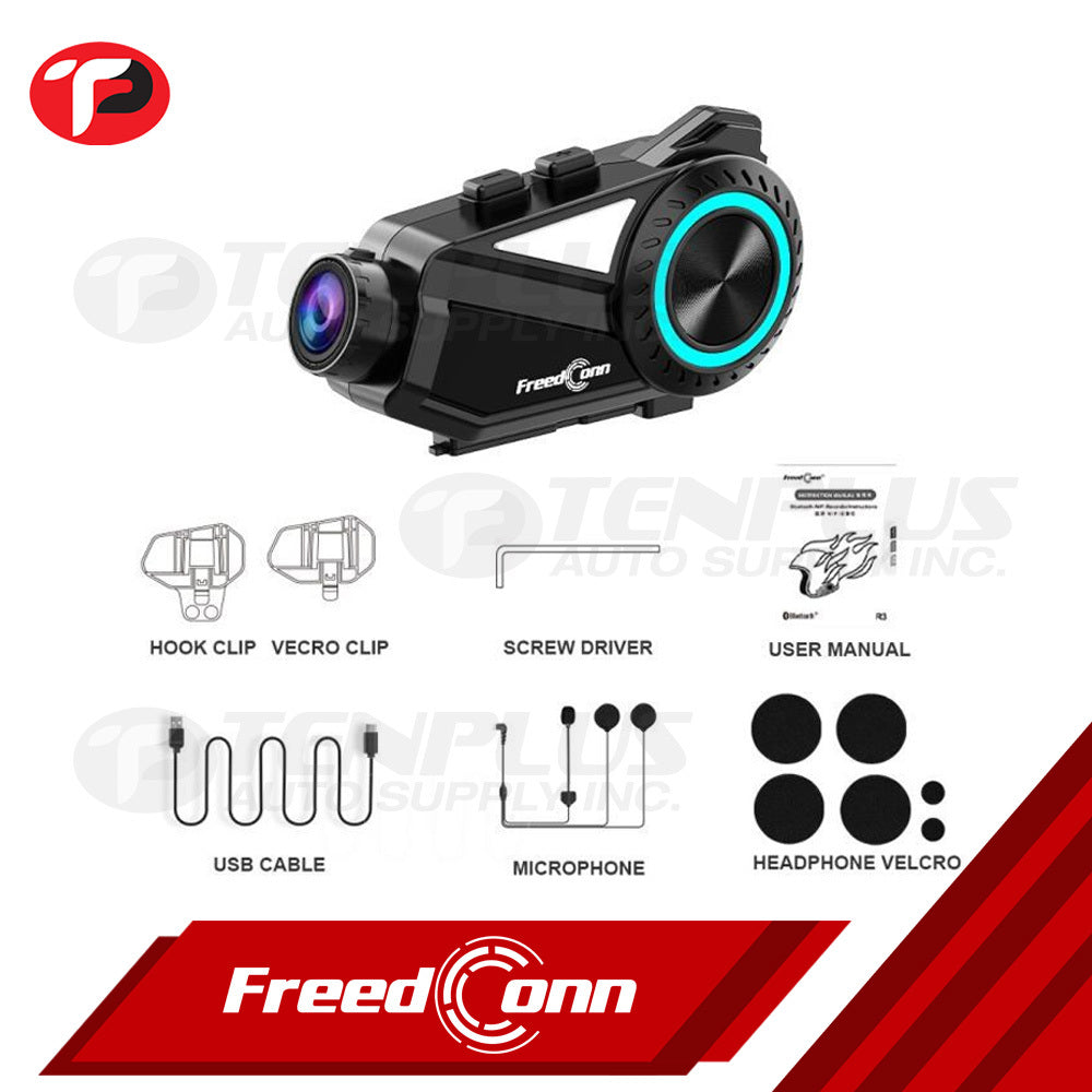 FreedConn R3 Bluetooth 5.0 Motorcycle Group Intercom HD 2K Video FM 6 ...
