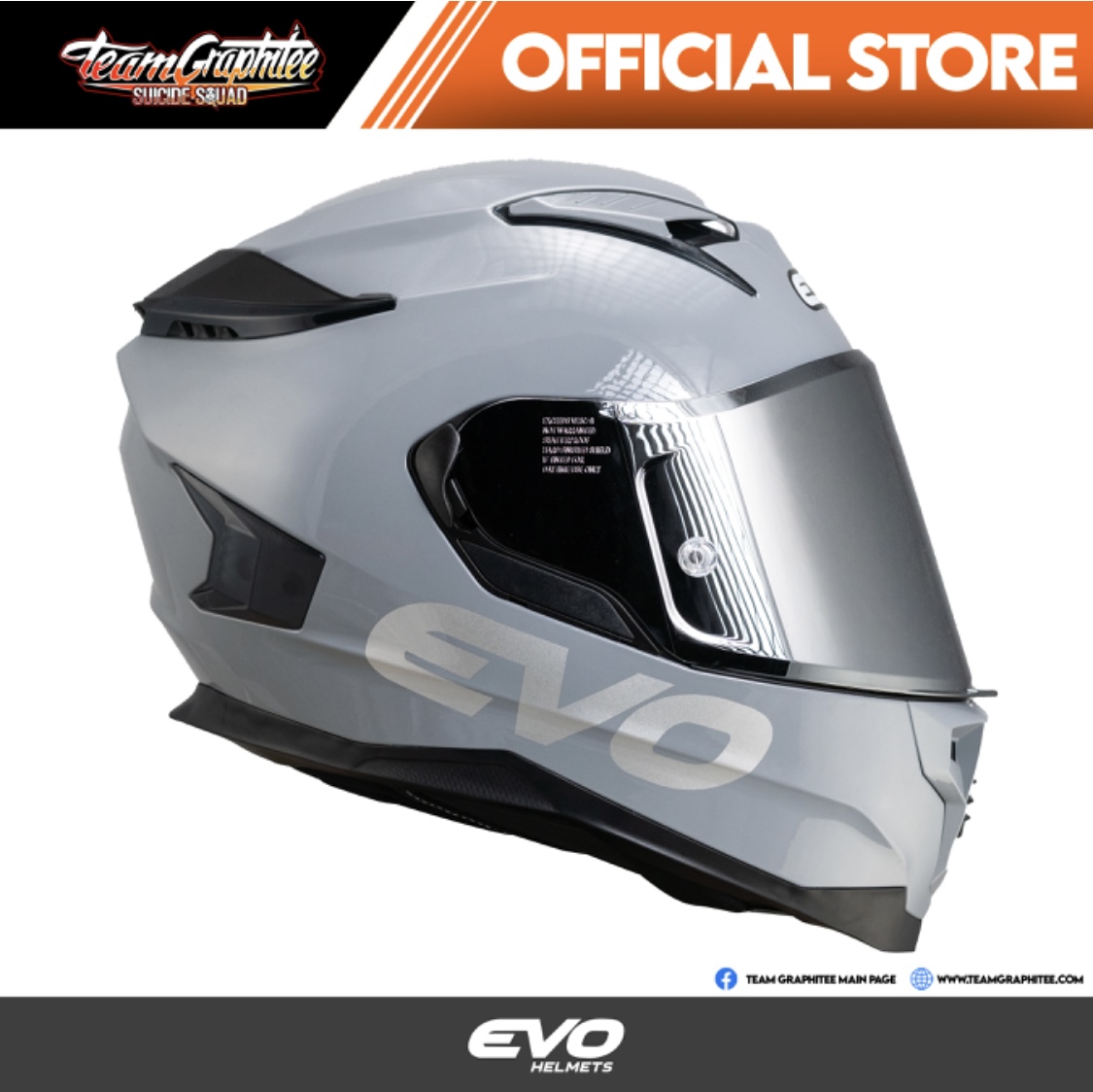 EVO AR-01 COOL GRAY (SILVER LENS) FULL FACE DUAL VISOR WITH FREE CLEAR ...