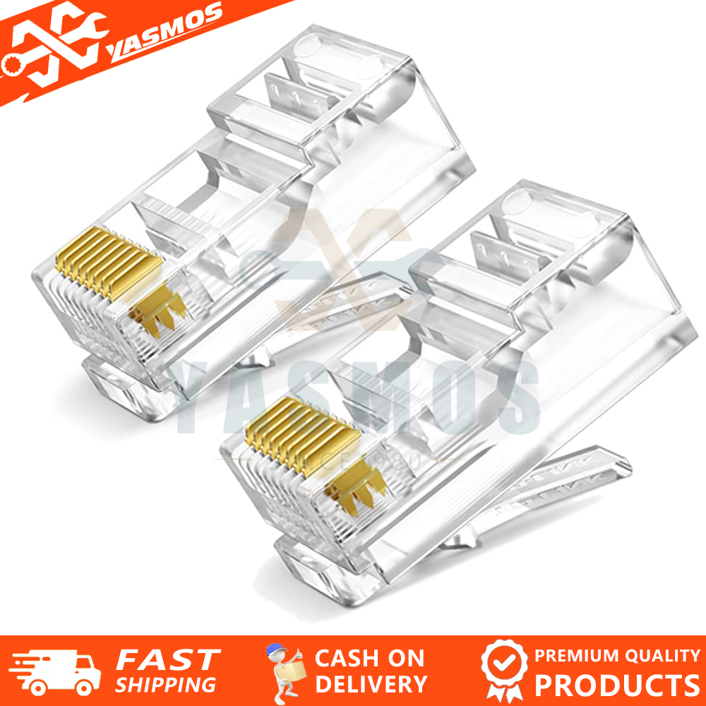 2PCS CAT6 RJ45 Gold-Plated Connector 8P8C Pins Ethernet cable header ...