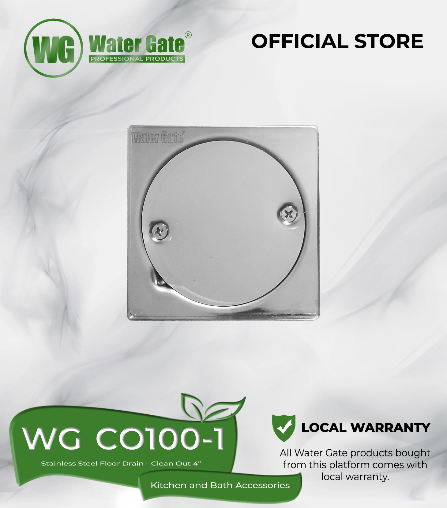 Stainless Steel Floor Drain - Clean Out 4" | Water Gate WG CO100-1 ...