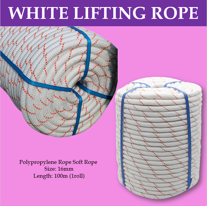 Lifting Equipment 1roll 100m 16mm White Lifting Rope Safety Rope ...