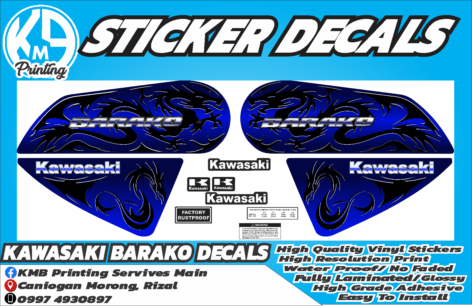 Kawasaki Barako Sticker Decals Dragon Design | Lazada PH