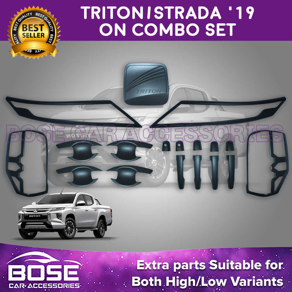 Garnish Set for Mitsubishi Strada 2019 2020 2021 2022 2023 Model Black ...