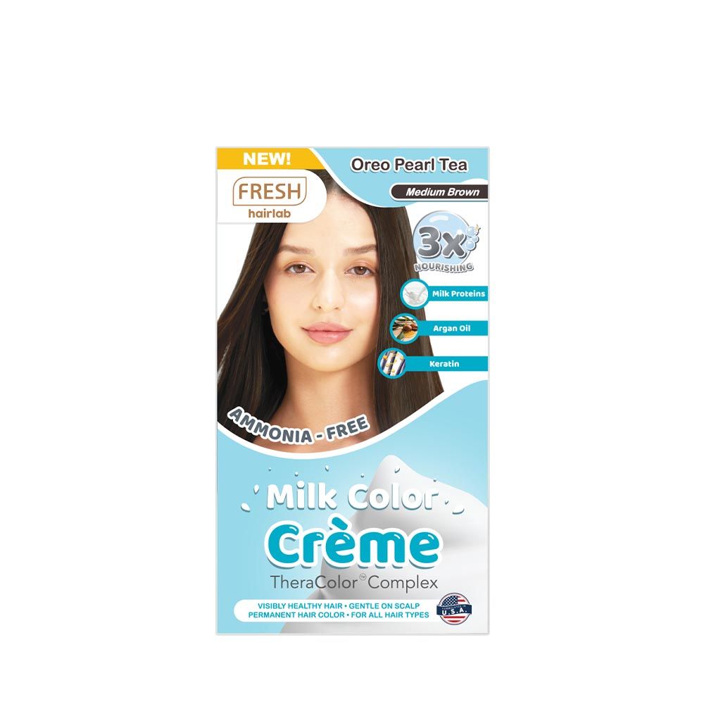 Fresh Hairlab Milk Color Creme Oreo Pearl Tea Medium Brown 100ml ...