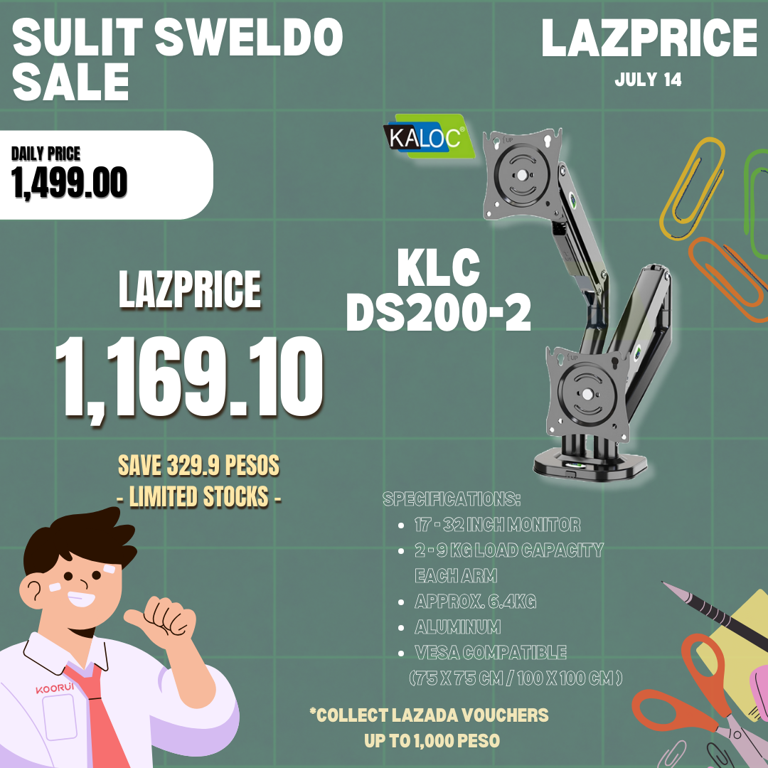 KOORUI X KLC DS200-2 Monitor Arm Mount Stand for 2 pcs 17 inch to 32 ...