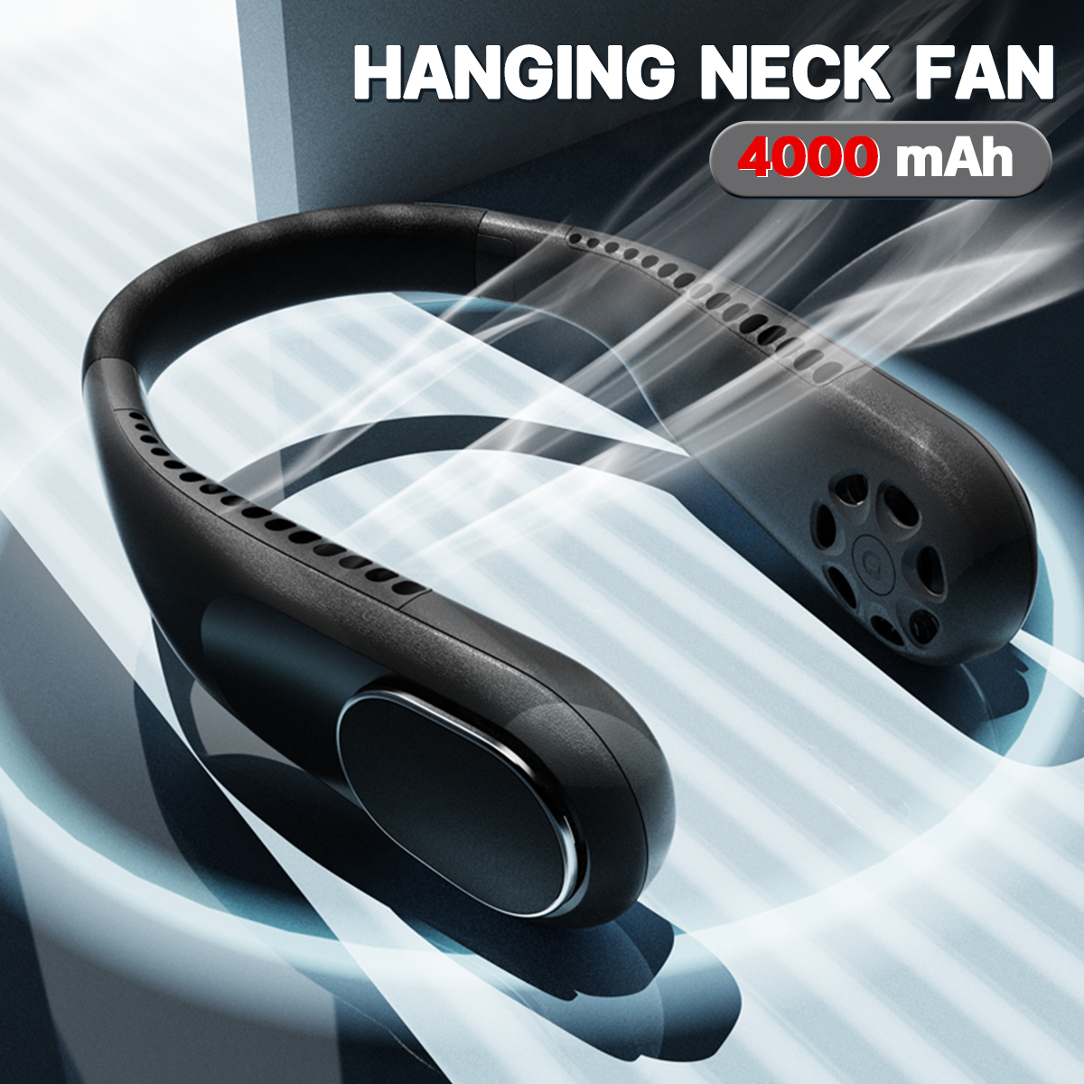 Portable Neck Fan Electric Wireless FAN USB Rechargeable 4000mAhMini ...