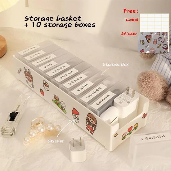 [storage box]Muji 10 grid Cable storage box organizer cable slide Box ...