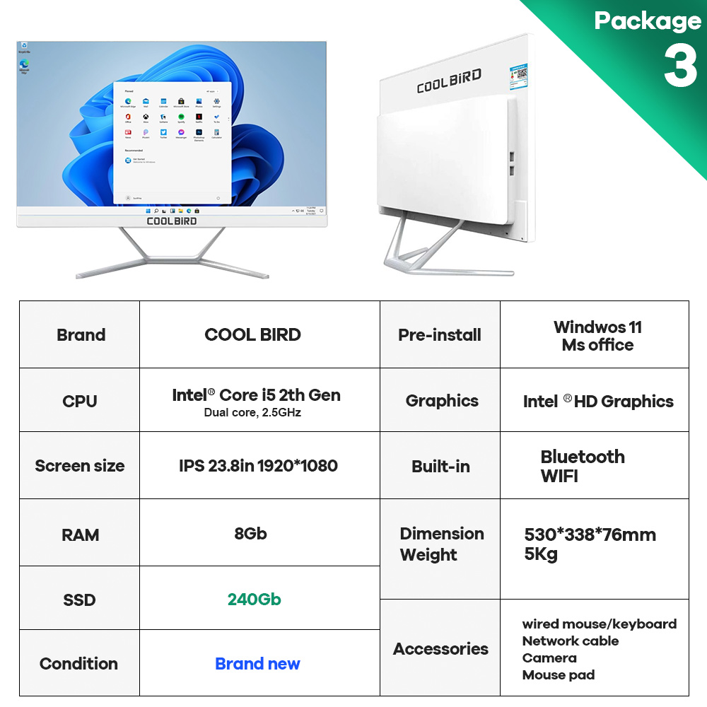(Brand new)All in One Desktop PC Computer Set 24 inch PC Full Set Intel ...