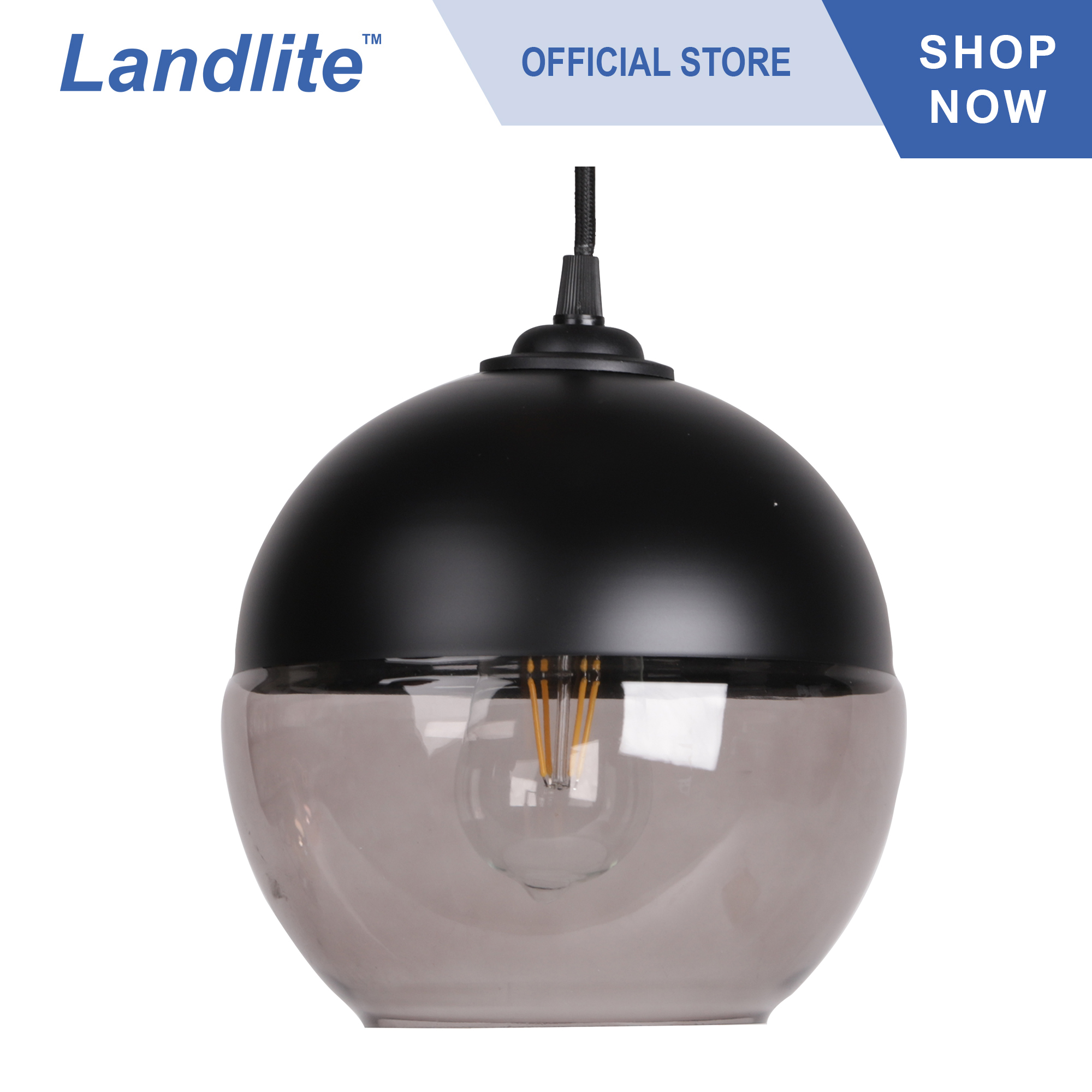 Landlite Pendant Light LLPL-031-E27 210MM GL BLK | Lazada PH