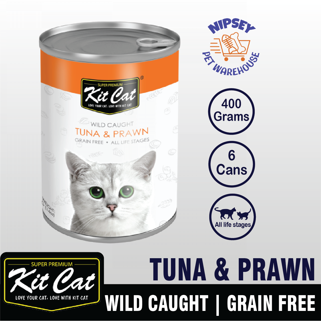 KIT CAT TUNA & PRAWN IN CAN WITH WILD CAUGHT 400g set of 6 | Lazada PH