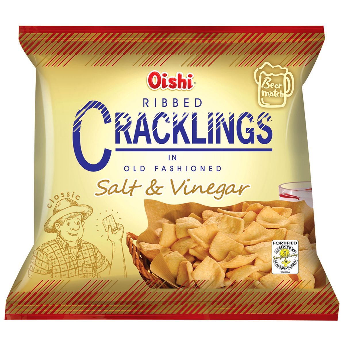 Oishi Ribbed Cracklings Salt and Vinegar Flavor Snacks 50g | Lazada PH