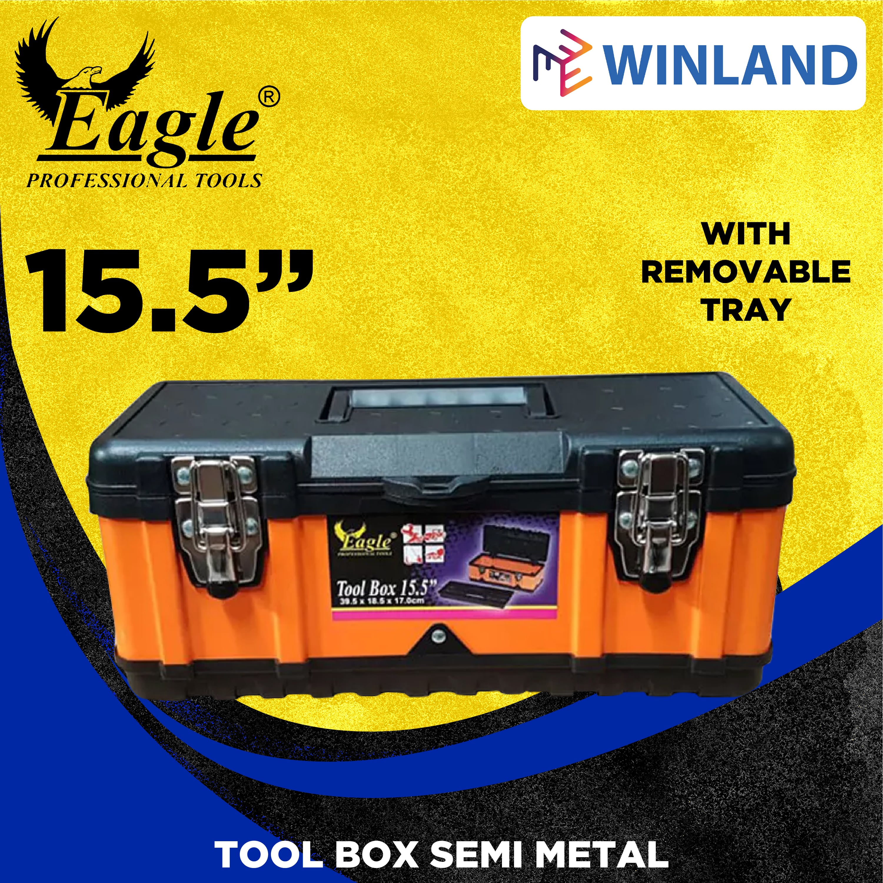 Eagle by Winland Professional Tool Box Semi Metal with Removable Tray ...