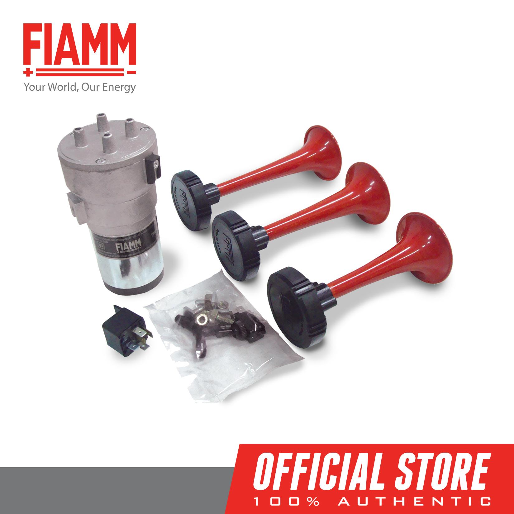 FIAMM Compact 12V 20A 3 Trumpet Air Horn PN#921437 Car and Motorcycle ...