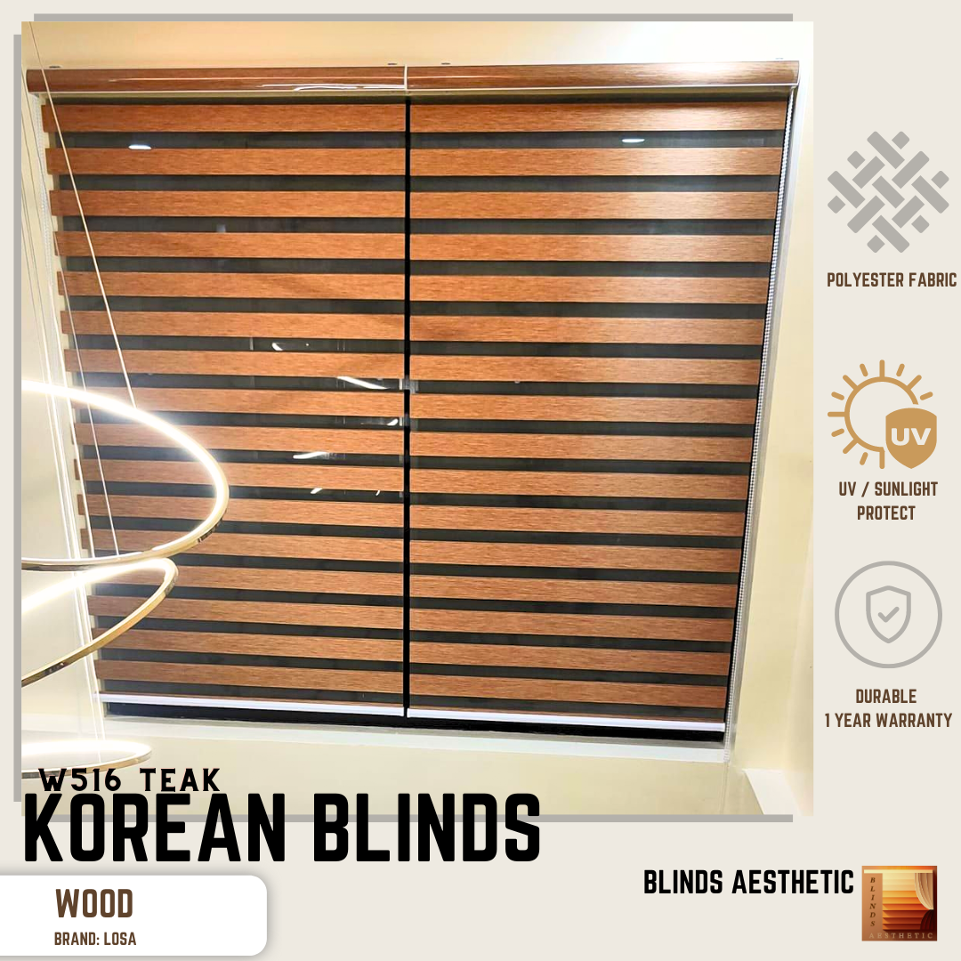 WOOD W516 TEAK (customize size) KOREAN WINDOW BLINDS 100% HIGH QUALITY ...