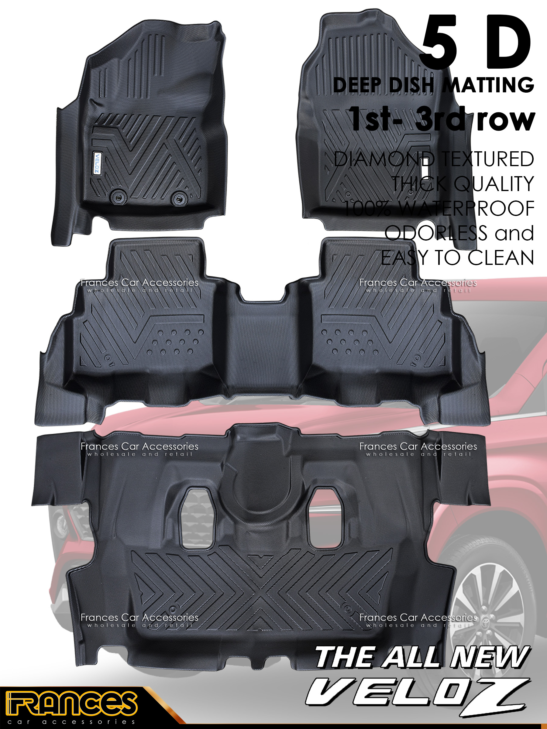 Toyota VELOZ 2022-2024 Thick Thailand Deep Dish Matting Diamond ...