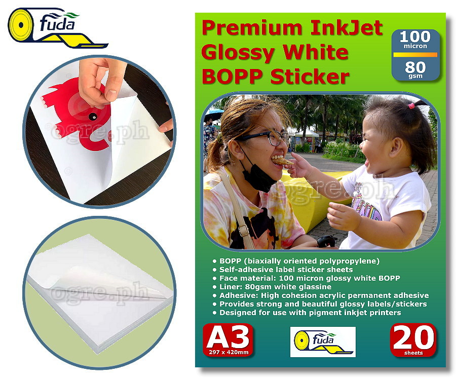 BOPP Glossy White Label Sticker Sheets A3 / A4 20 sheets | Lazada PH