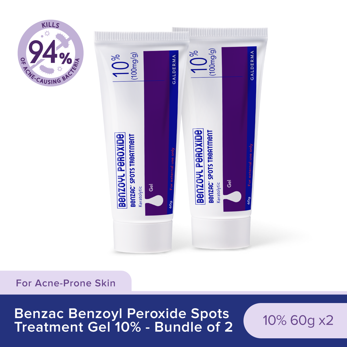 Benzac Benzoyl Peroxide Spots Treatment Gel 10% 60gm [Anti-Acne ...
