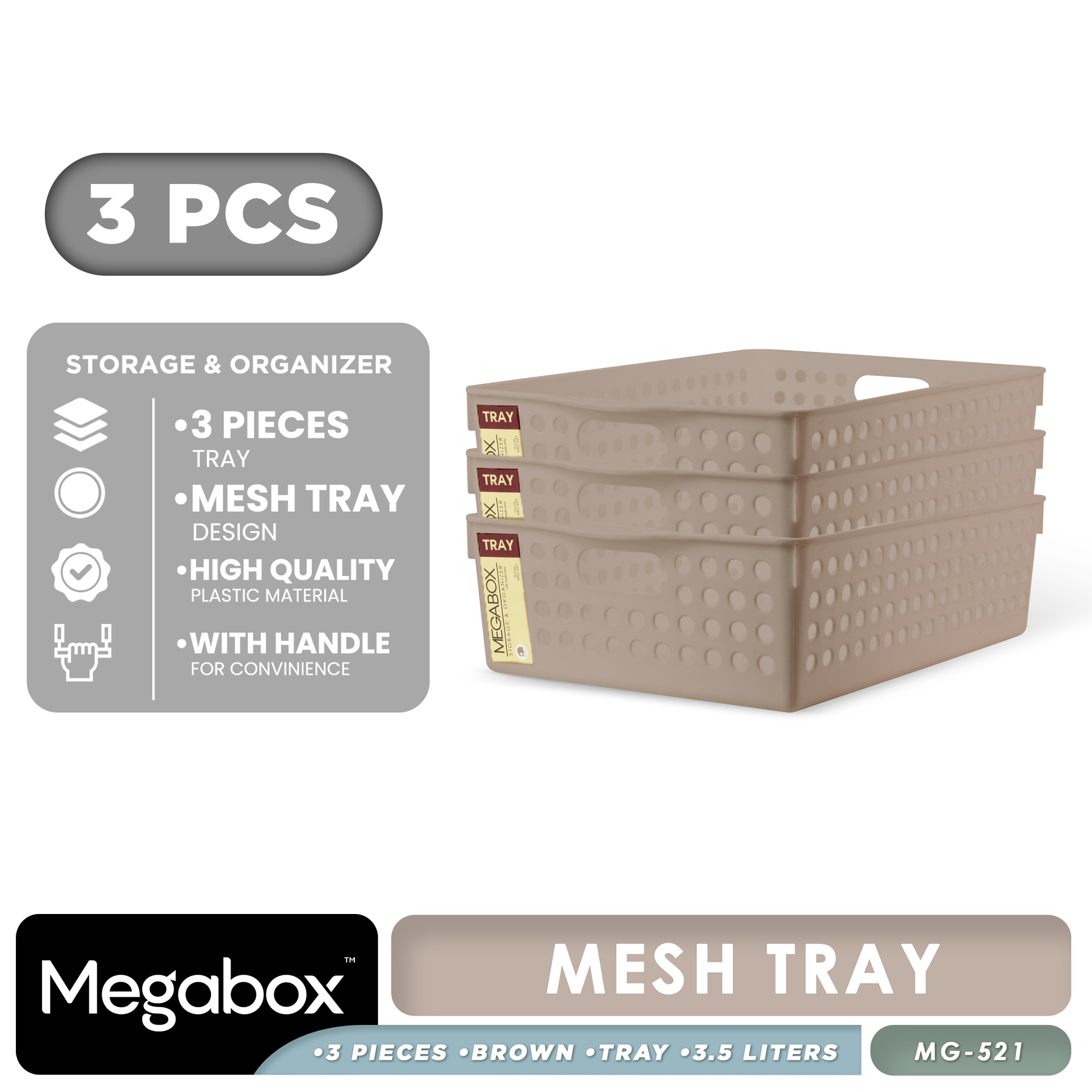 Megabox Mesh Tray 3.5 Liters (Pack of 3) MG 521 | Lazada PH