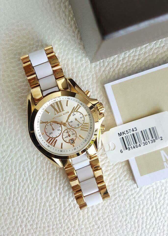 Michael Kors 5743 Bradshaw Chronograph White Dial Two-tone Women's ...