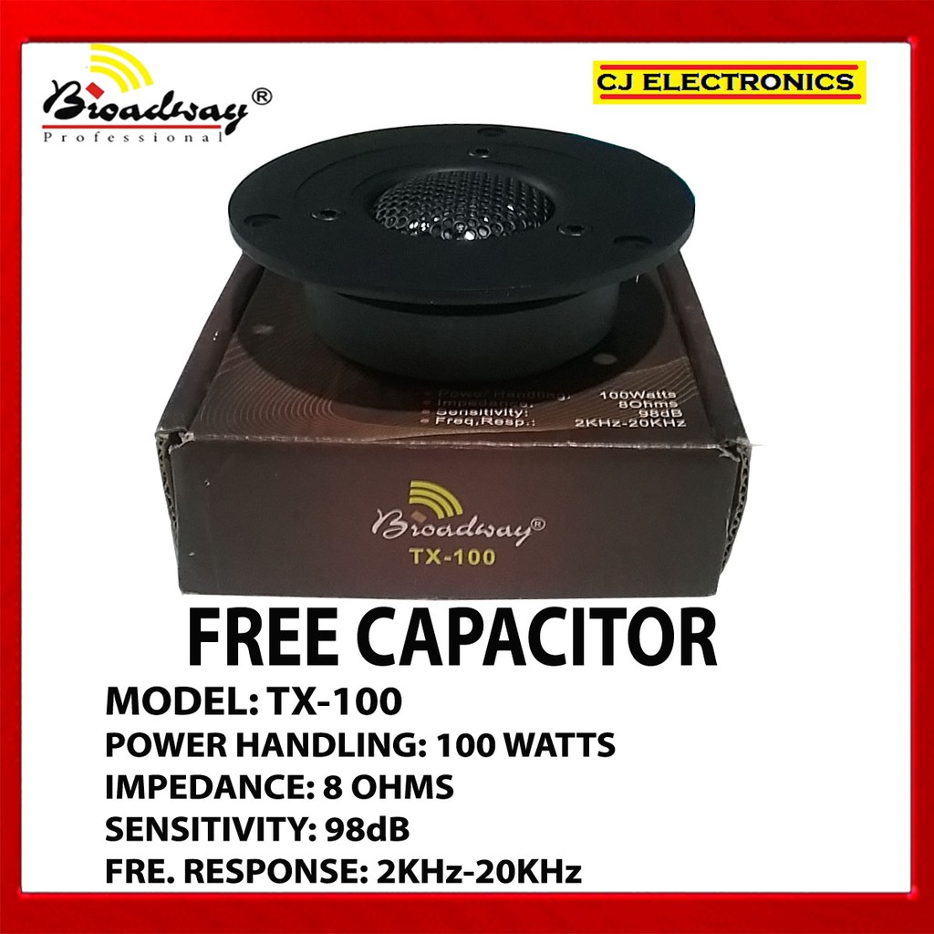 100 WATTS 4 INCHES DOME TWEETER BROADWAY TX-100 | Lazada PH