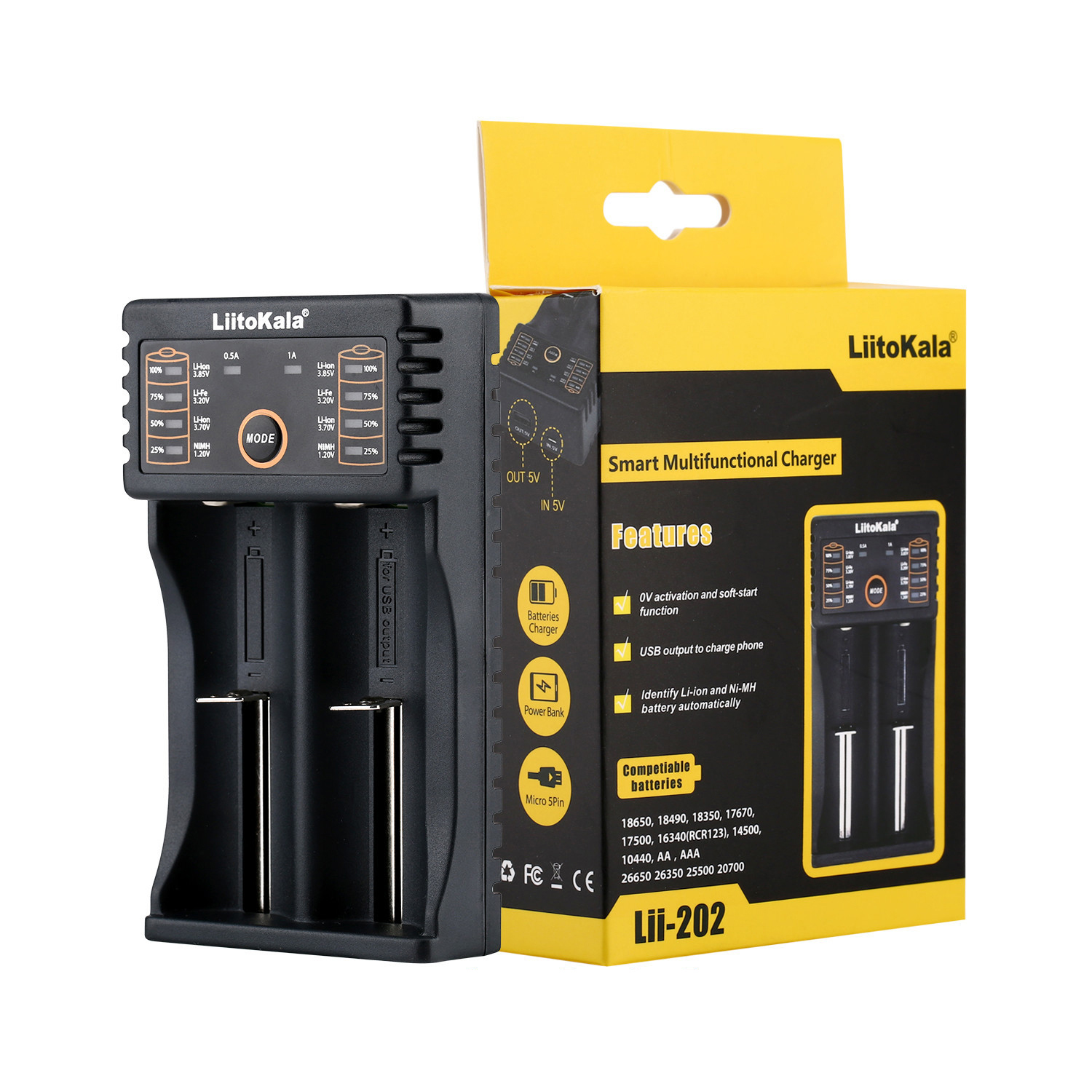 LiitoKala Original Battery Charger USB Double Slots Smart Universal ...