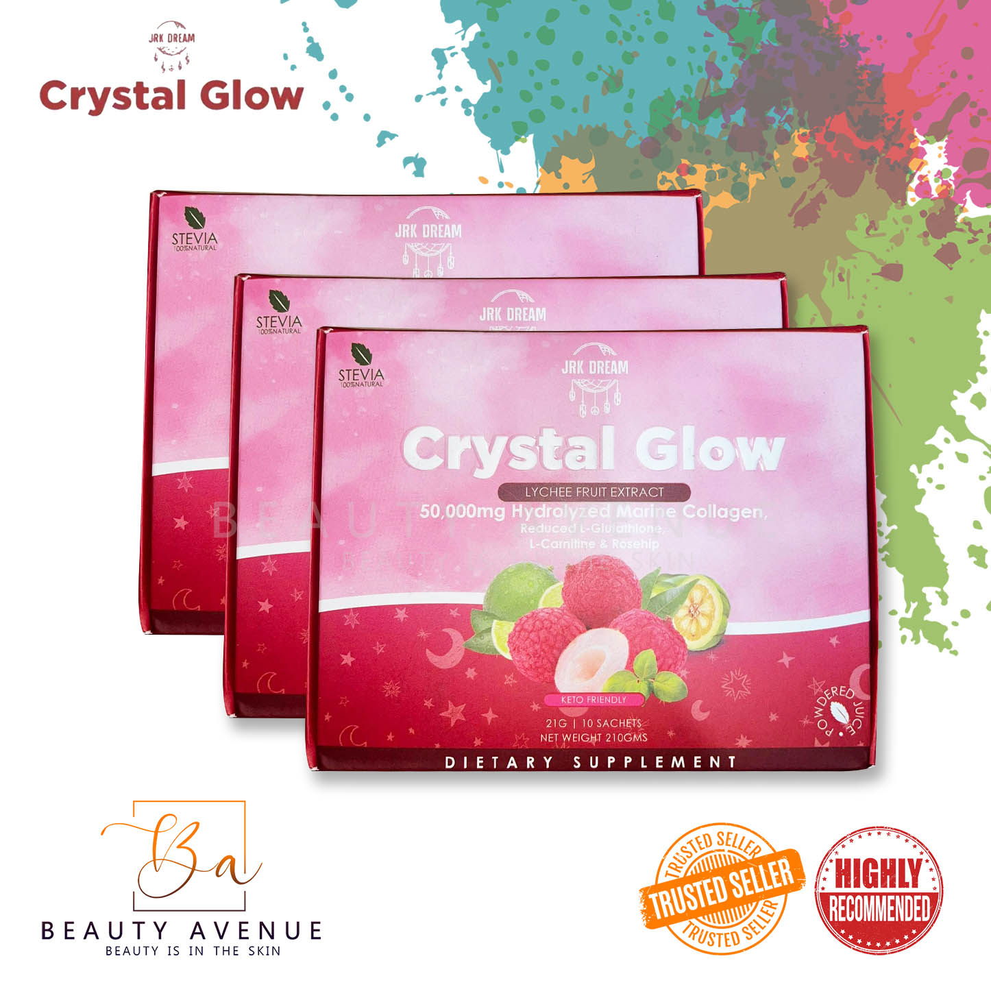 Crystal Glow Lychee ( 10 sachet ) - JRK Dream Marine Collagen Drink ...