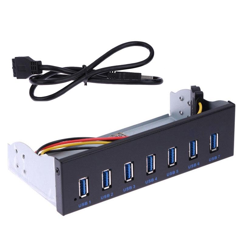 7 Port USB 3.0 Hub 5Gbs 5.25inch CD-ROM Drive Bay CD ROM Front Panel ...