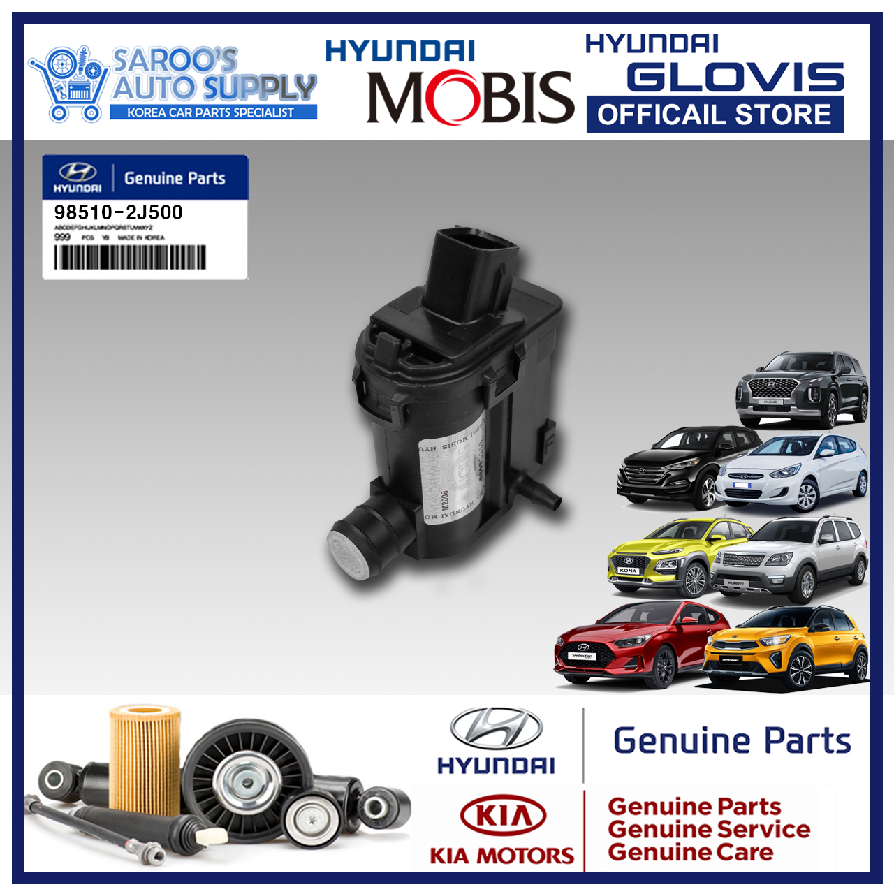[Genuine] Windshield Washer Pump For Kona , Palisade , Tucson , Stonic ...