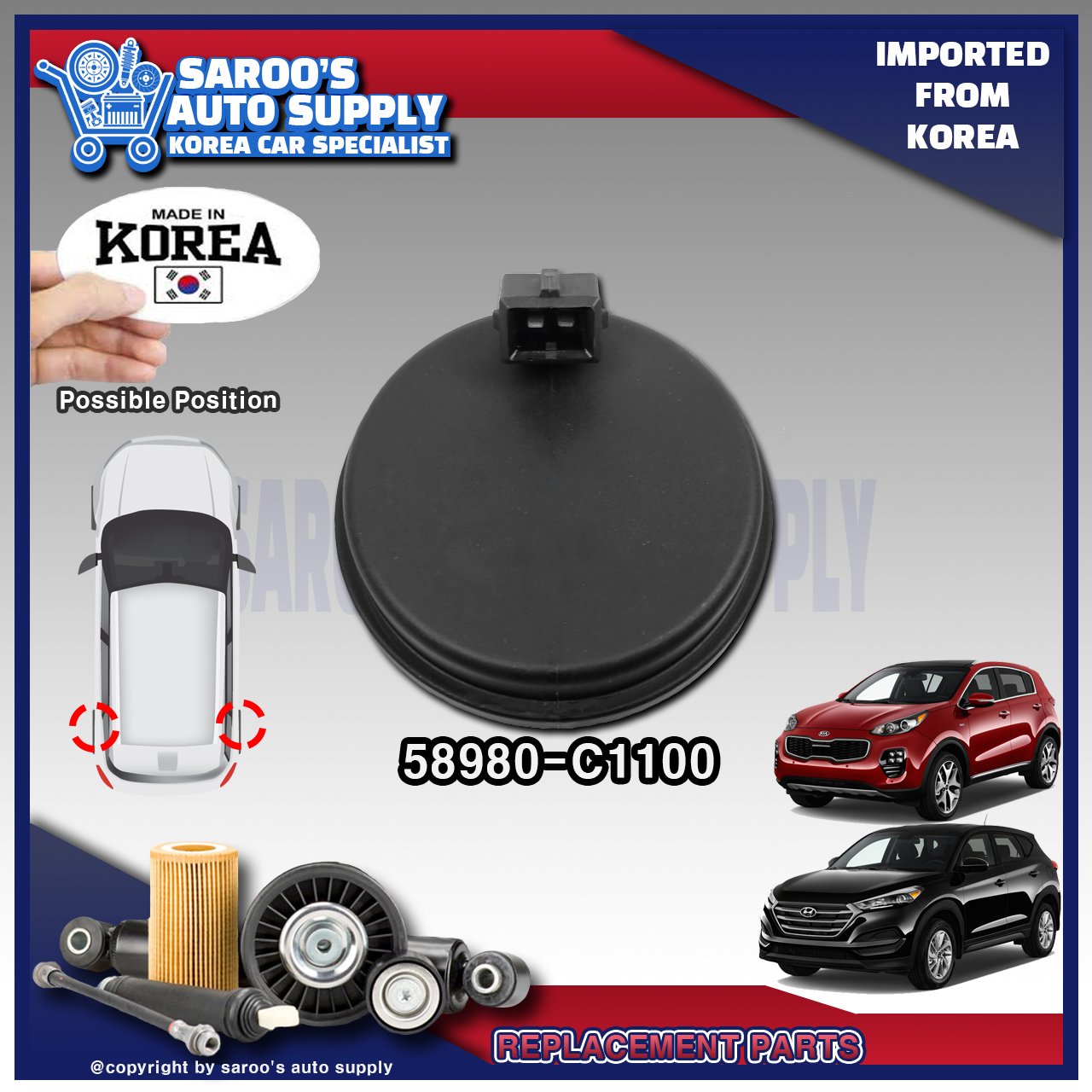 [Rear] ABS Sensor / Wheel Speed Sensor For Tucson , Sportage , 2016 ...